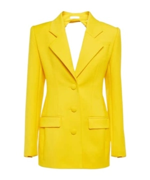 AREA Embellished Wool Blazer Minidress - Yellow