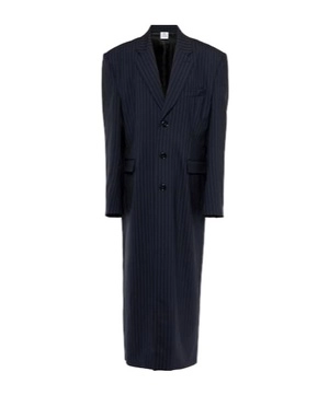 Vetements Oversized Pinstriped Wool Coat - Black
