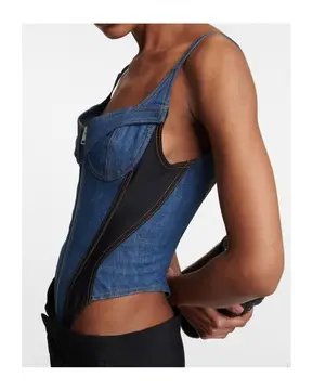 MUGLER Stitch-together Denim Jumpsuit