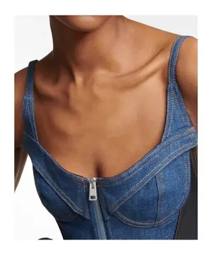 MUGLER Stitch-together Denim Jumpsuit