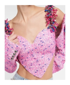 AREA Heart Embellished Crop Top
