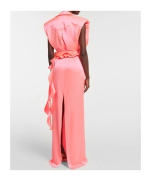 David Koma Ruffle Satin Wrap Gown