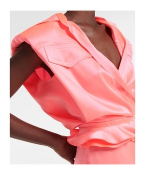 David Koma Ruffle Satin Wrap Gown