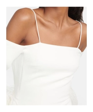 David Koma Feather-trimmed Off-shoulder Midi Dress