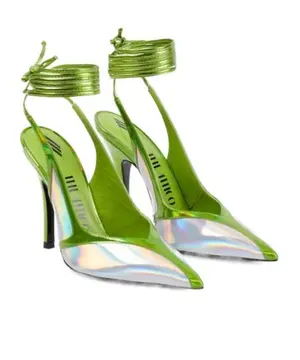 Attico Venus Leather High-heeled Sandals - Green