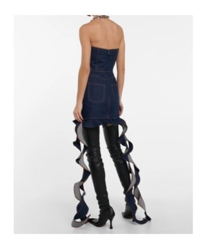 David Koma Denim Corset Minidress With Ruffle Detail
