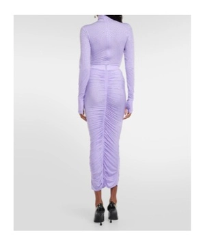 Alex Perry Crystal Embellished Ruched Midi Skirt
