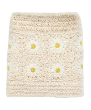 Alanui Daisy Crocheted Miniskirt - Nude