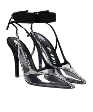 Attico Venus Crystal-embellished High-heeled Sandals - Black