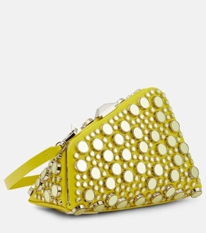 Attico Midnight Mini Embellished Leather Clutch
