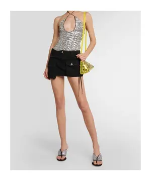 Attico Midnight Mini Embellished Leather Clutch