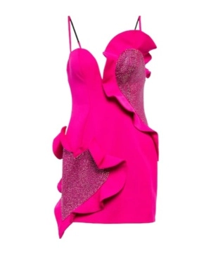 AREA Embellished Wool Crepe Mini Dress - Pink