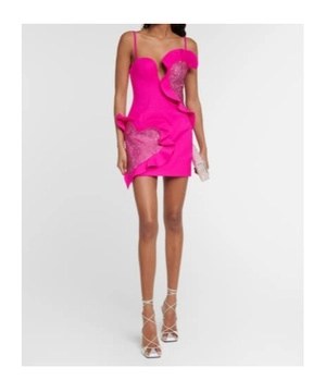 AREA Embellished Wool Crepe Mini Dress