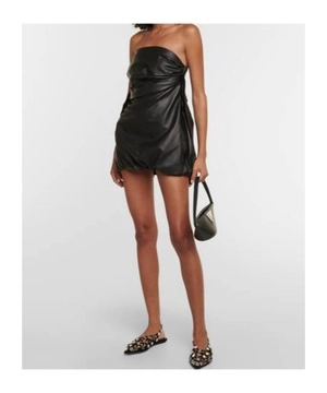 Attico Strapless Leather Minidress
