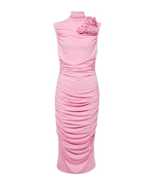 Magda Butrym Floral Appliqué Knit Midi Dress - Pink
