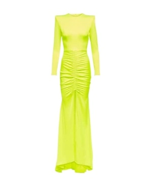 Alex Perry Ruched Satin Gown - Yellow