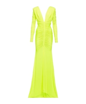 Alex Perry Ruched Satin Gown - Yellow