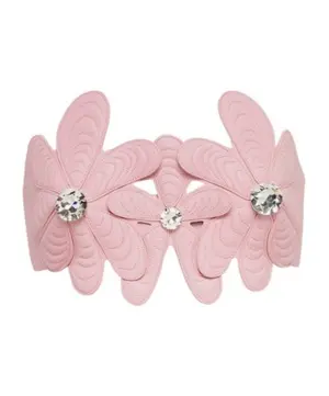 AREA Mussel Flower Embellished Leather Strapless Top - Pink