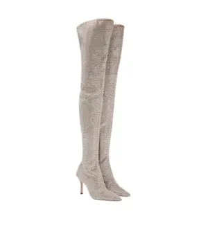 Paris Texas Embellished Over-the-knee Boots - Nude