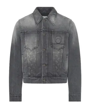 MARINE SERRE Moon Laser Grey Wash Denim Jacket - Gray