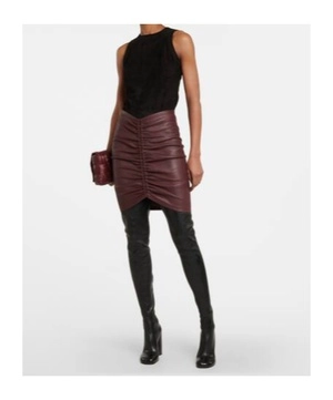 Stouls Mouna Ruched Leather Miniskirt