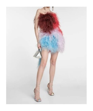 Attico Keri Feather-embellished Minidress
