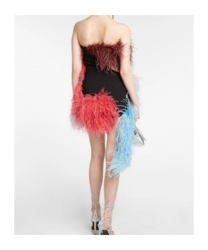 Attico Keri Feather-embellished Minidress