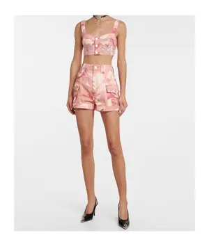 Alessandra Rich Camouflage-patterned Cotton Bra Top