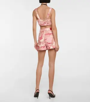 Alessandra Rich Camouflage-patterned Cotton Bra Top