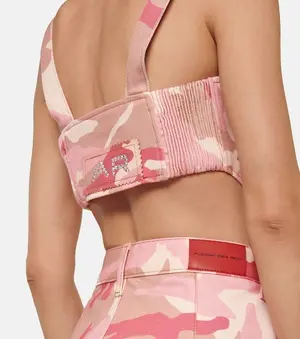 Alessandra Rich Camouflage-patterned Cotton Bra Top