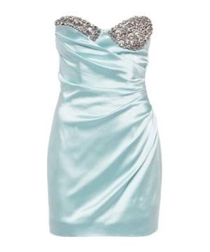 AREA Crystal-embellished Satin Minidress - Blue
