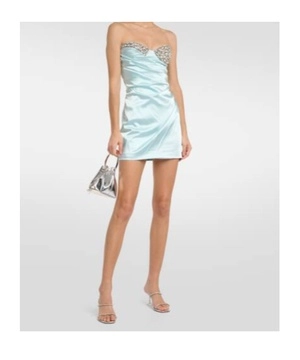AREA Crystal-embellished Draped Satin Minidress