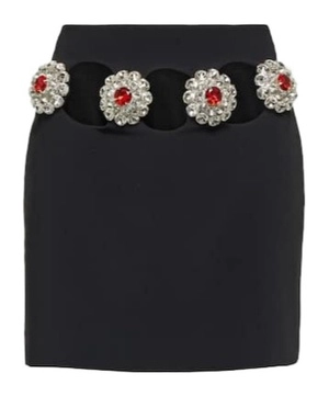 David Koma Crystal-embellished Cutout Miniskirt - Gray