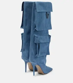 Attico Sienna Tube Denim Knee-high Boots - Blue