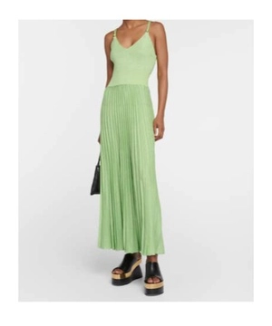 Proenza Schouler Pleated Metallic Knit Maxi Dress