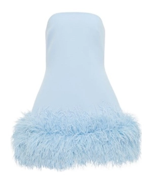 SAFIYAA LONDON Feather-trimmed Crepe Minidress - Blue