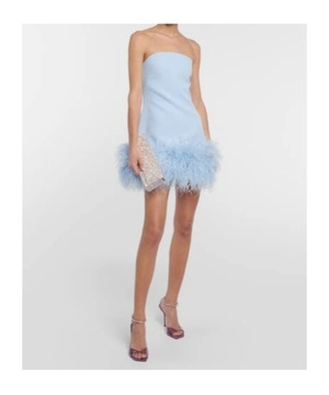 SAFIYAA LONDON Feather-trimmed Crepe Minidress