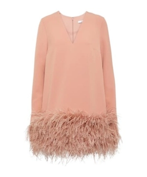SAFIYAA LONDON Aleannah Feather-trimmed Crêpe Minidress - Nude
