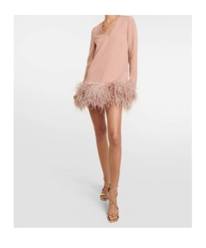 SAFIYAA LONDON Aleannah Feather-trimmed Crêpe Minidress