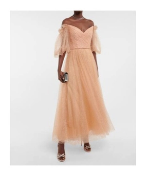 Monique Lhuillier Embellished Off-shoulder Gown