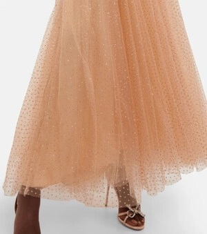 Monique Lhuillier Embellished Off-shoulder Gown