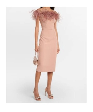 SAFIYAA LONDON Feather-trimmed Midi Dress