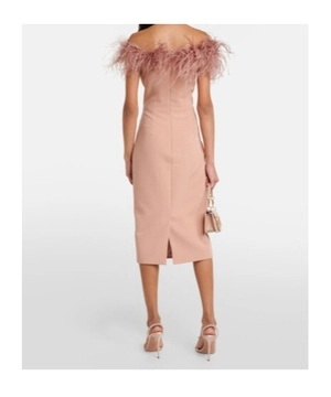 SAFIYAA LONDON Feather-trimmed Midi Dress