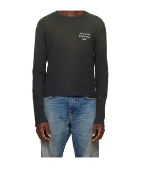 Acne Studios Distressed Logo T-shirt - Faded Black