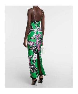 AREA Halterneck Embellished Printed Gown