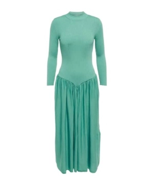 Stella McCartney Mockneck Wool Midi Dress - Green