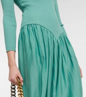 Stella McCartney Mockneck Wool Midi Dress
