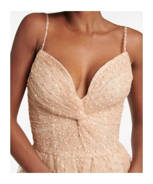 Monique Lhuillier Dotted Tulle Midi Dress