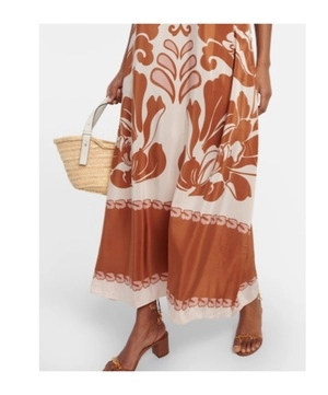ADRIANA DEGREAS Printed Strapless Silk Maxi Dress
