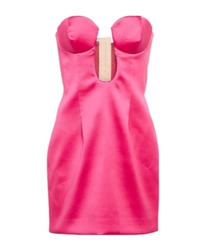 Magda Butrym Strapless Cutout Satin Minidress - Pink
